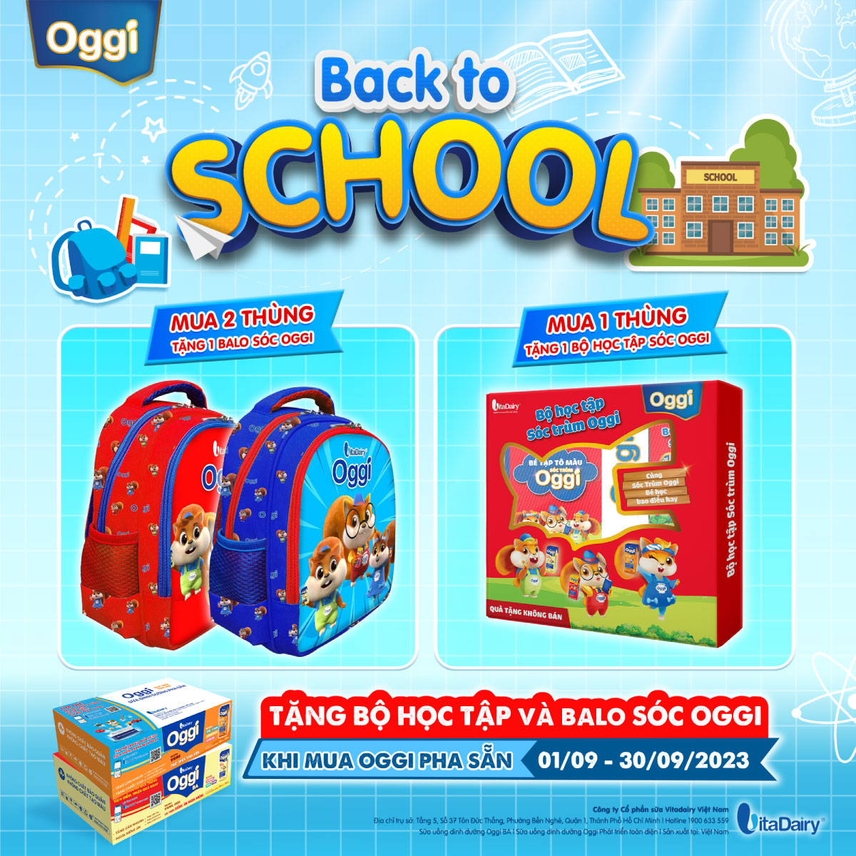 MẸ MUA SỮA UỐNG DINH DƯỠNG OGGI BÉ NHẬN BALO CÙNG BỘ HỌC TẬP